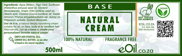 Natural cream neutral fragrance-free base - eOil.co.za
